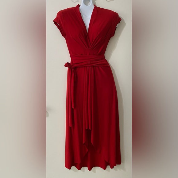 IMAN | Dresses | Iman Red High Low Wrap Dress | Poshmark